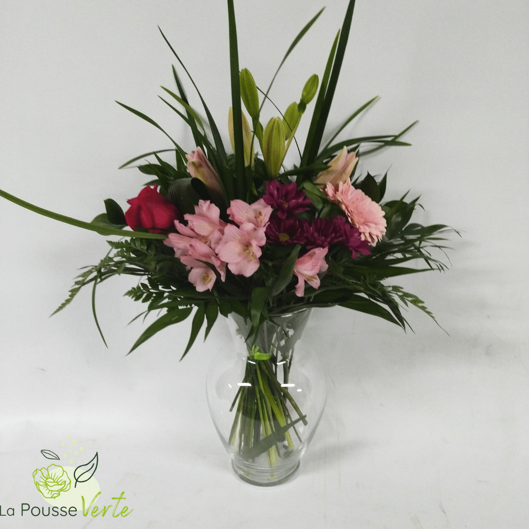 Le bouquet Rose et Rouge St-Valentin - Fleuriste La Pousse Verte